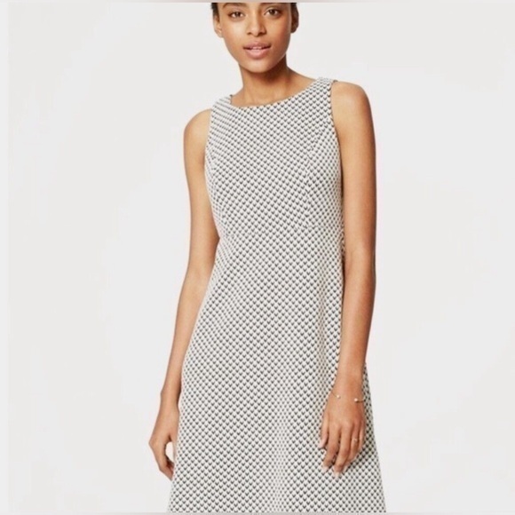 LOFT | Dresses | Loft Sheath Black Cream Textured Print Dress | Poshmark
